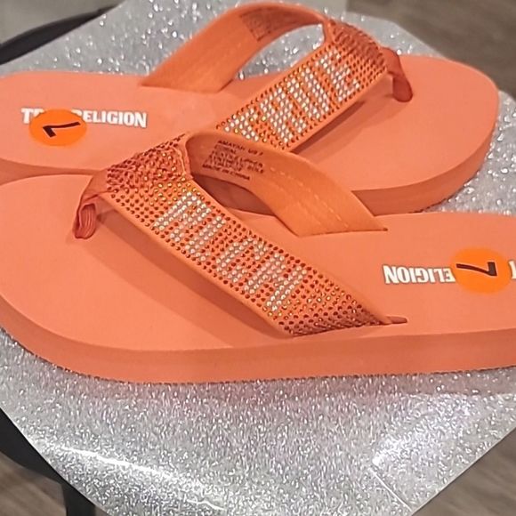 True Religion | Shoes | True Religion Rhinestone Logo Flipflop Sandal ...